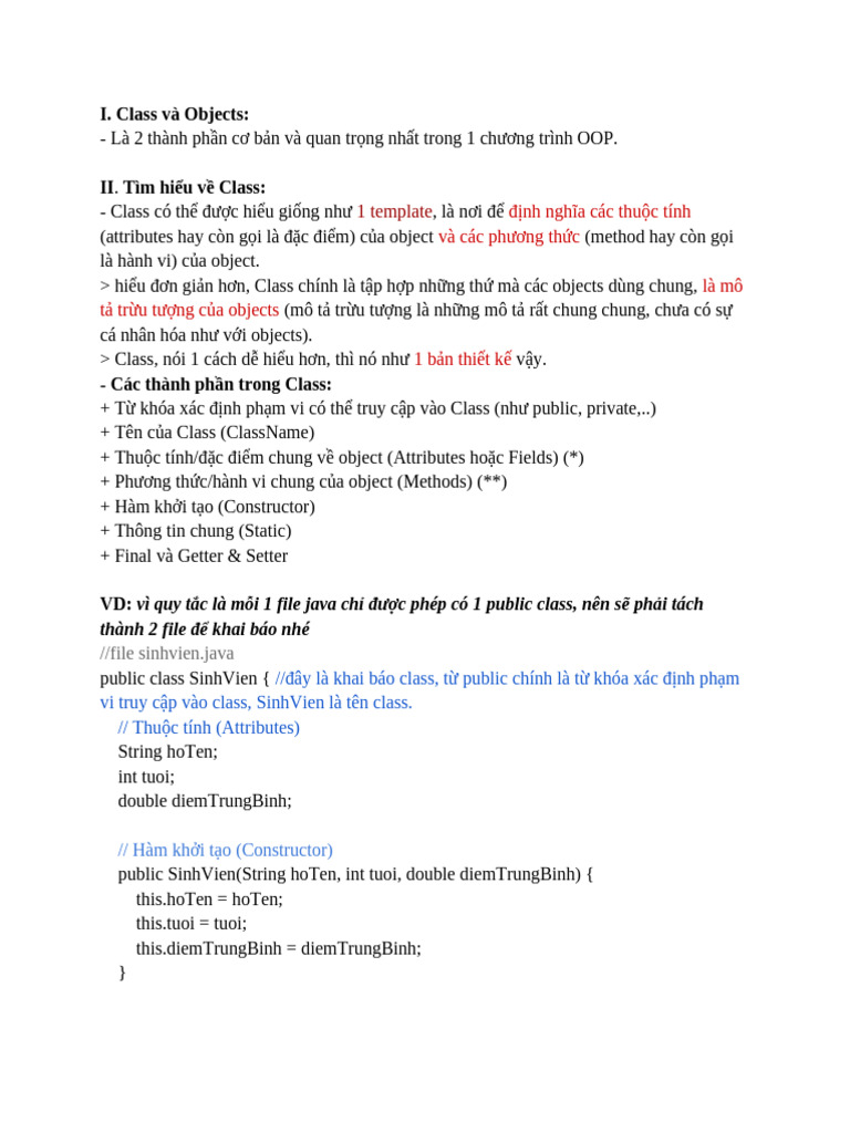 Class and Objects | PDF