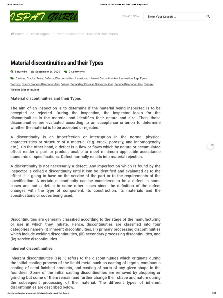 Material Discontinuities and Their Types | PDF | Wear | Corrosion