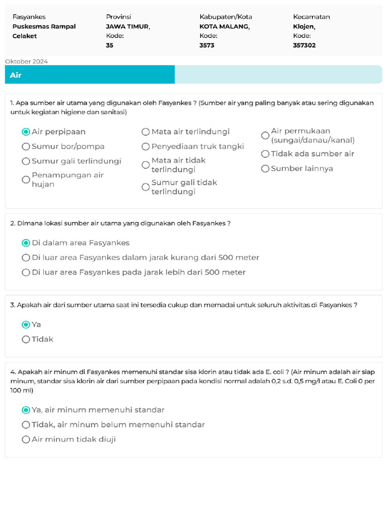 Formulir Pertanyaan Kunci | PDF