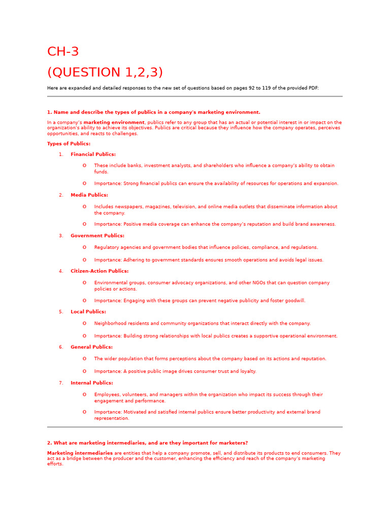 CH-3 MM Notes Answers To Discussion Questions | PDF | Marketing ...