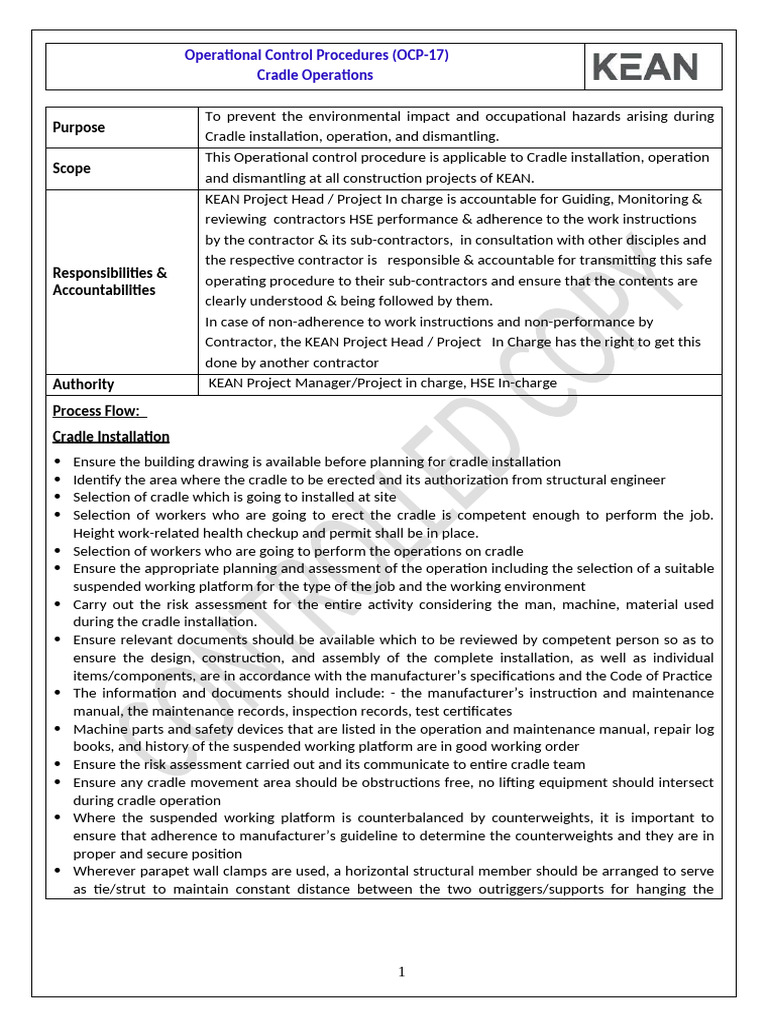 OCP 17- Craddle Operations | PDF | Personal Protective Equipment ...