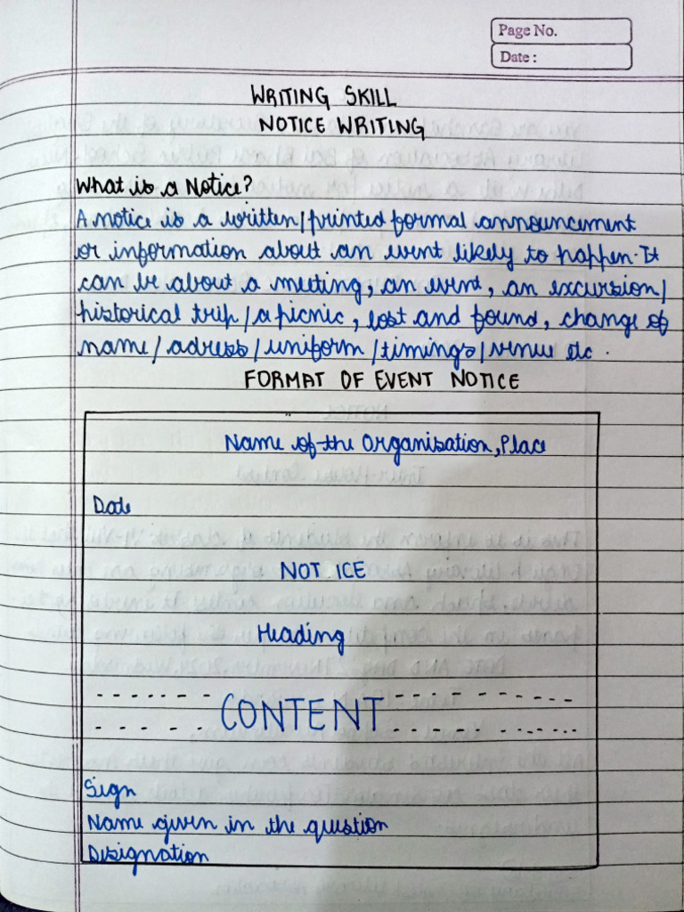 ENGLISH - Notice Writing. | PDF