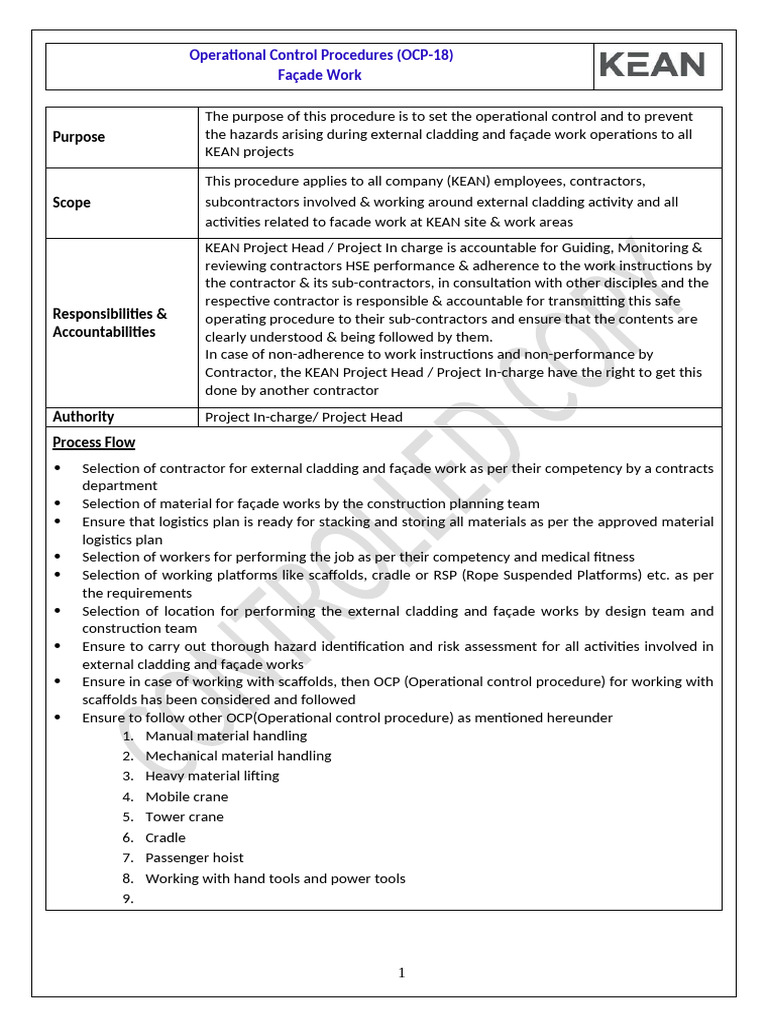 OCP 18- External Cladding & Facade work | PDF | Personal Protective ...