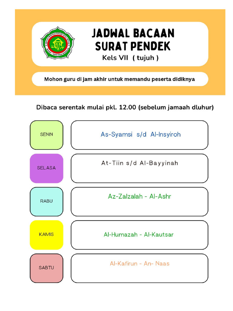 Jadwal Murojaah | PDF