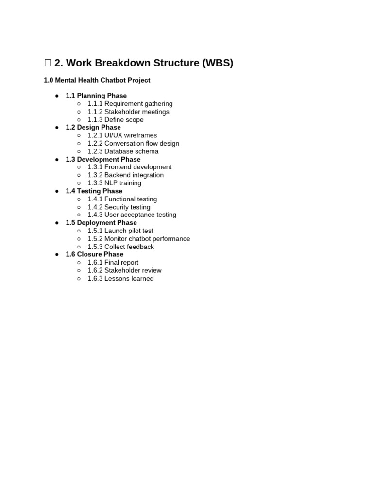 Work Breakdown Structure (WBS) | PDF