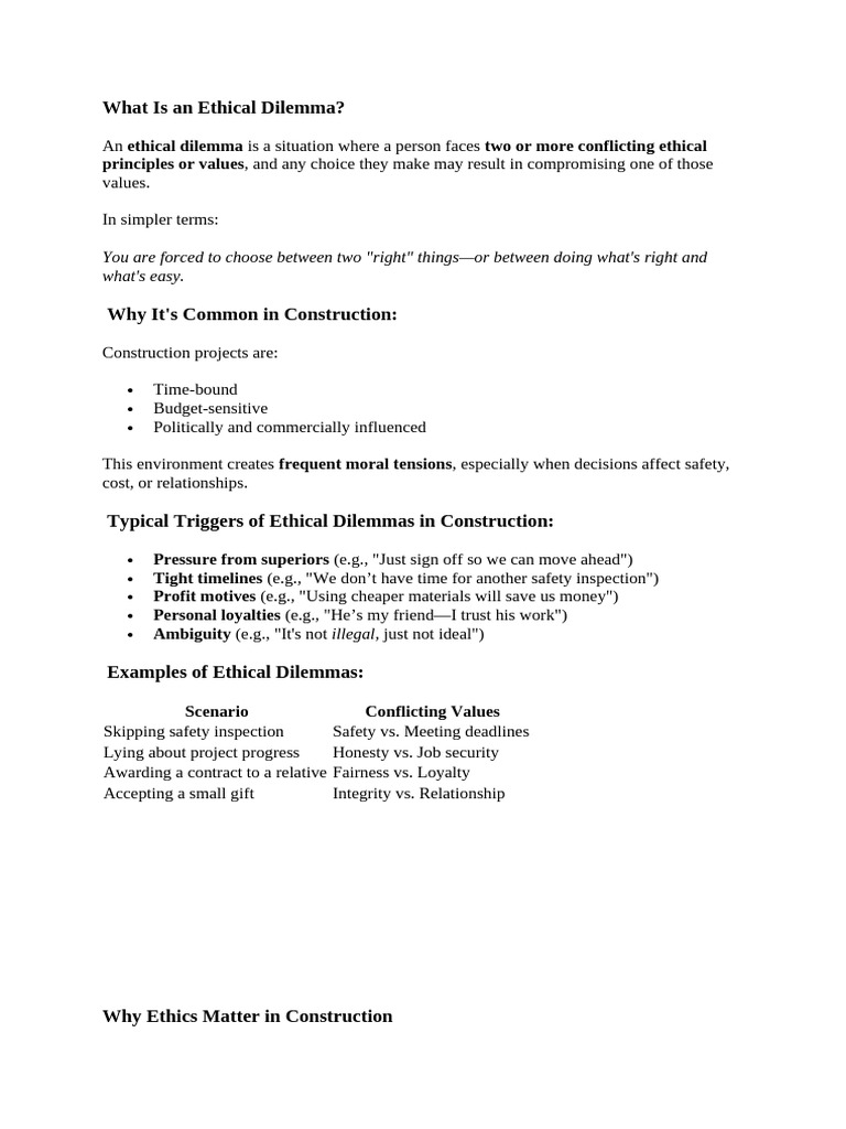 What Is An Ethical Dilemma | PDF | Safety | Reputation