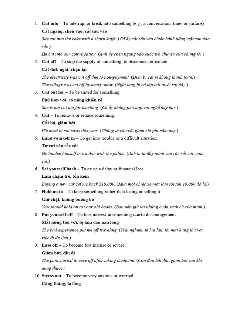 Phrasal Verbs Unit 9 | PDF