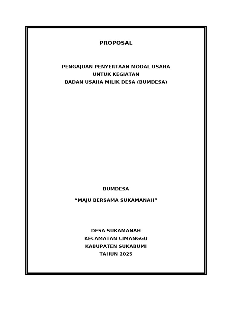 Proposal Bumdes Maju Bersama 2025-1 | PDF