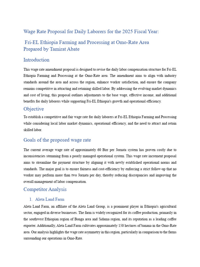 2025 Wage Rate Proposal for Laborers | PDF | Cost Of Living | Labour ...