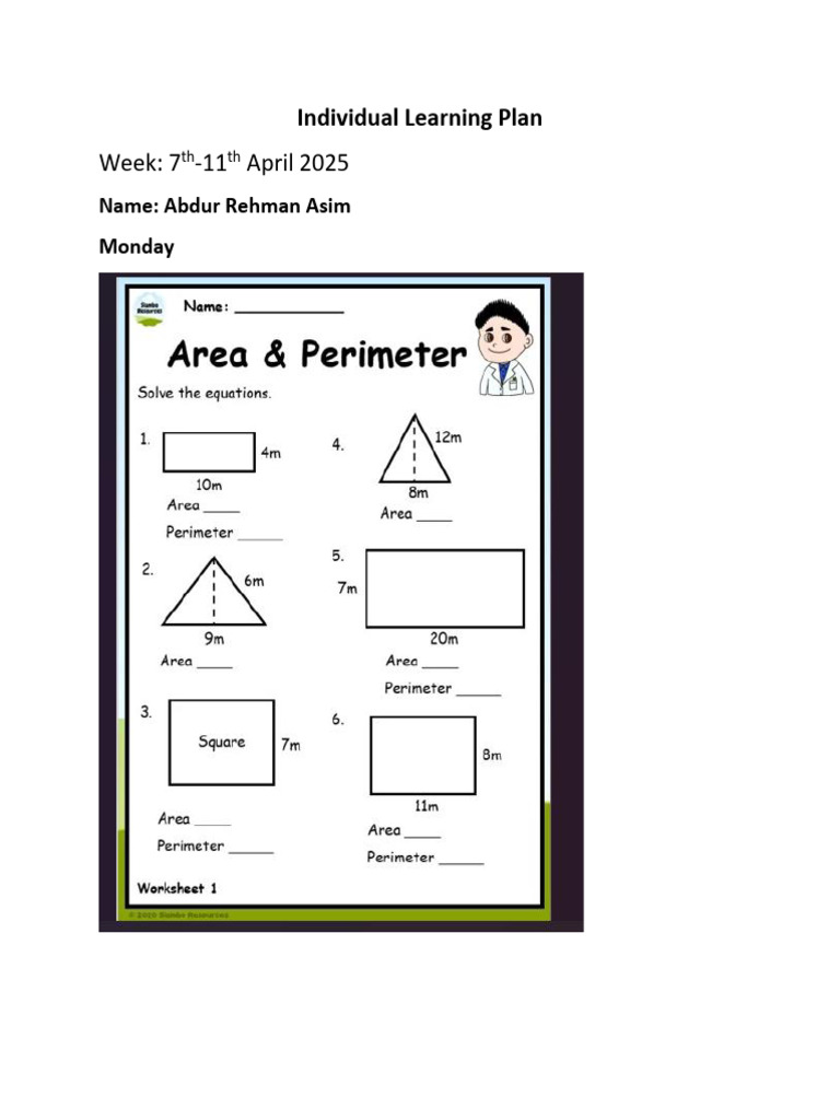 Individual Learning Plan-Abdur Rehman Asim-Week12 | PDF