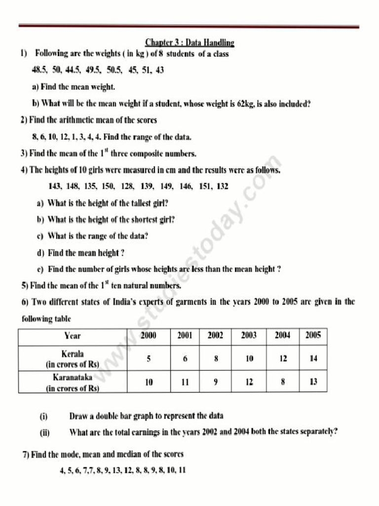 Statistic Grade 7 Worksheet PDF | PDF