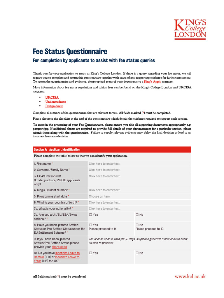 HTTPS:WWW - Kcl.ac - Uk:europeanlaw:assets:fee Status Questionnaire For ...