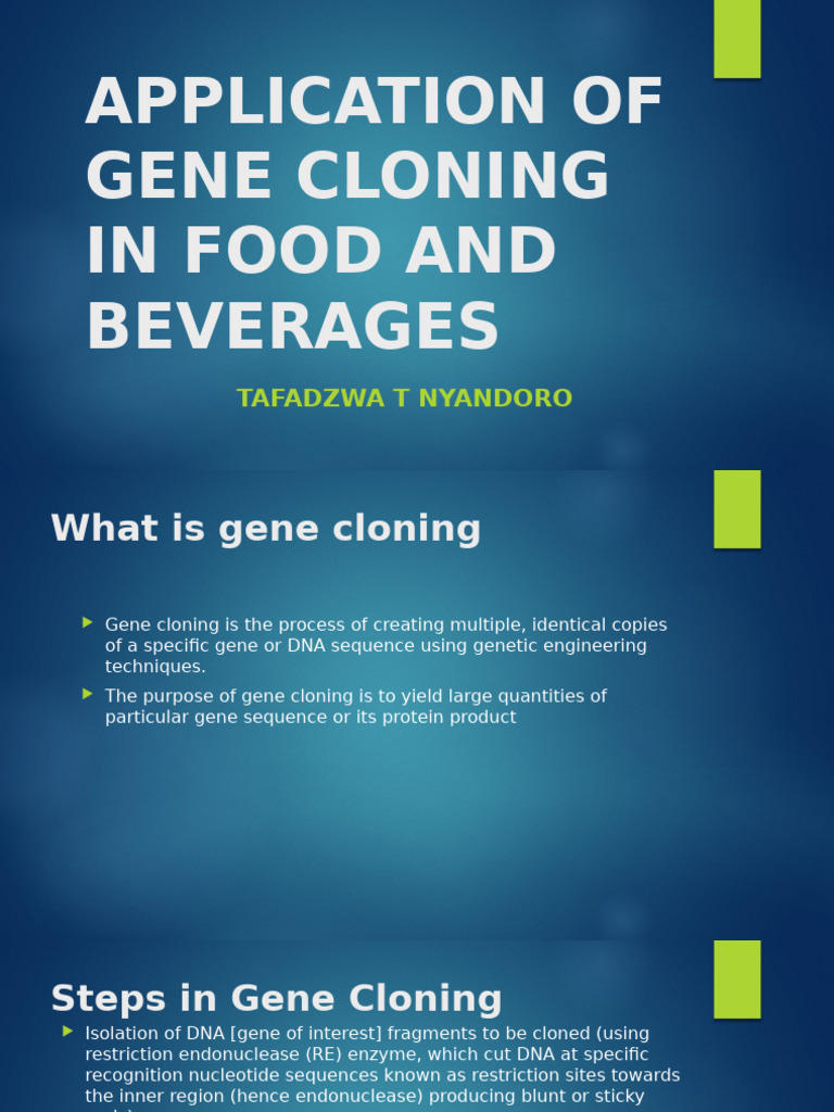 Application of Gene Cloning in Food and Beverages | PDF | Molecular ...