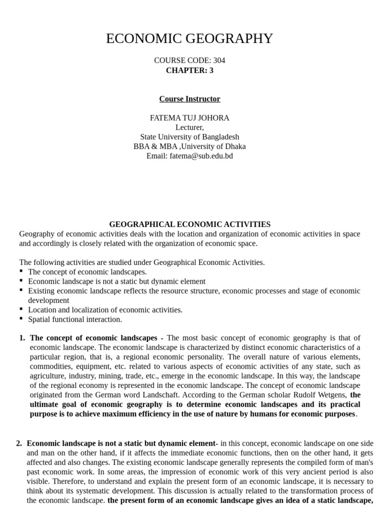 Economic Geography (CHPT 3) | PDF | Goods | Geography