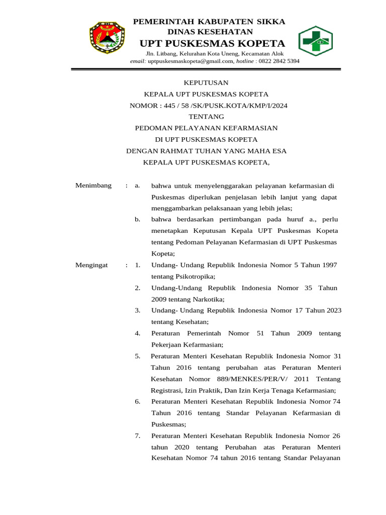 SK Pedoman Pelayanan Kefarmasian-20240526205207 | PDF