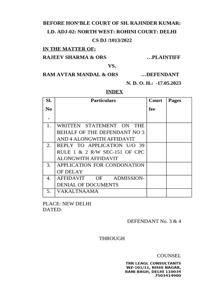 WS Rajeev Sharma VS Ram Avtar Mandal | PDF | Affidavit | Lawsuit