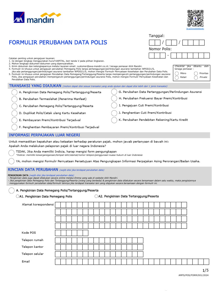 Formulir Perubahan Data Polis | PDF