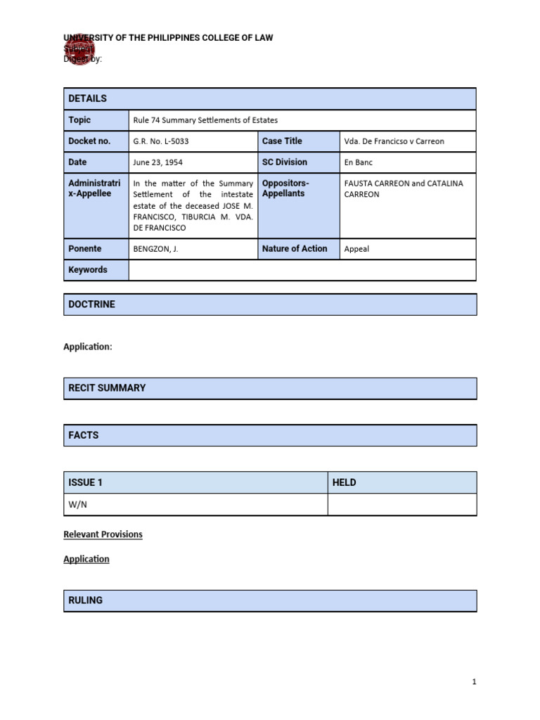 Vda. de Francisco V Carreon | PDF