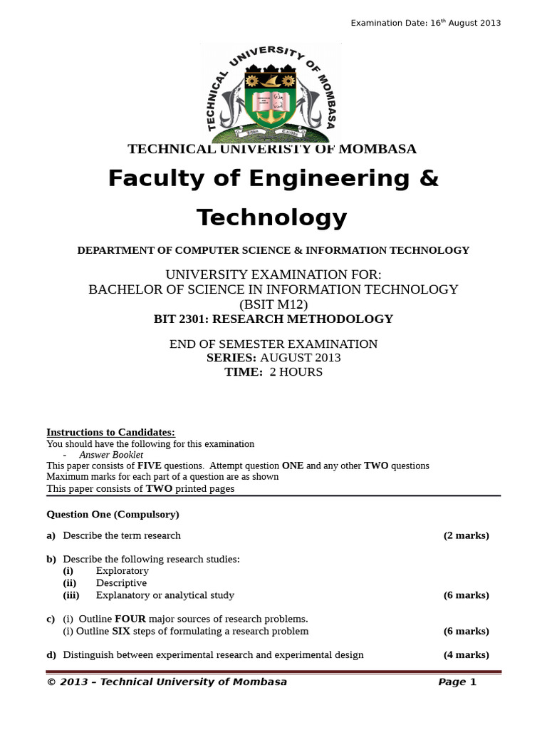 Research Methodology Eit 2301 | PDF | Methodology | Academia