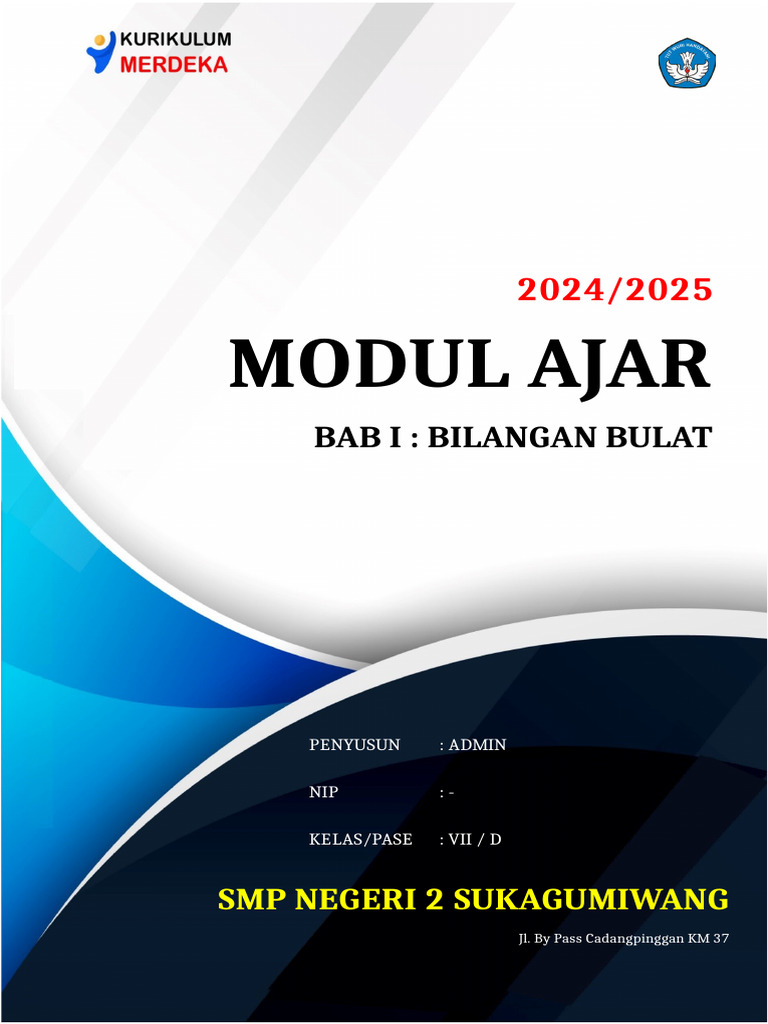 13. Modul Ajar Matematika Kls 7 Sem 1 - Bab I | PDF