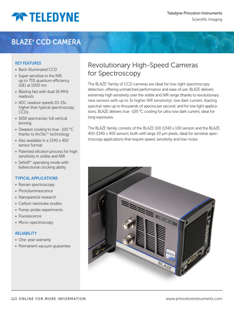 High-Speed CCD Cameras for Spectroscopy | PDF | Charge Coupled Device ...