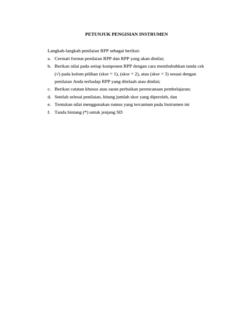 Instrumen Supervisi RPP Revisi SBK | PDF