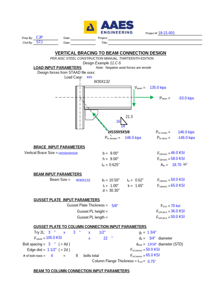 (1.) Corner Vertical Brace (2L) Connection To Column Flange | PDF ...