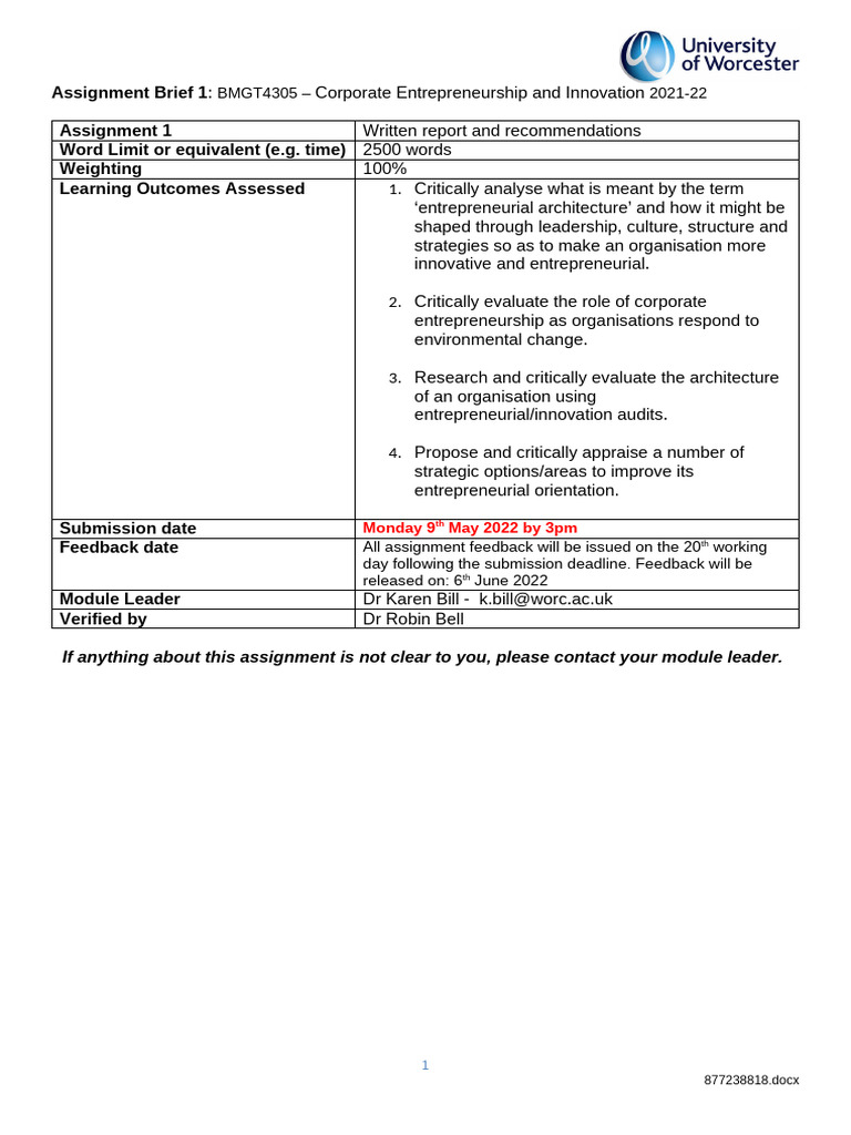 BMGT4305 Assignment Brief Template 2021-22 - v1 | PDF ...