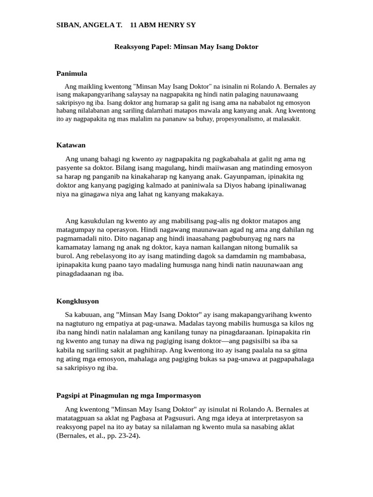 Reaksyong Papel | PDF