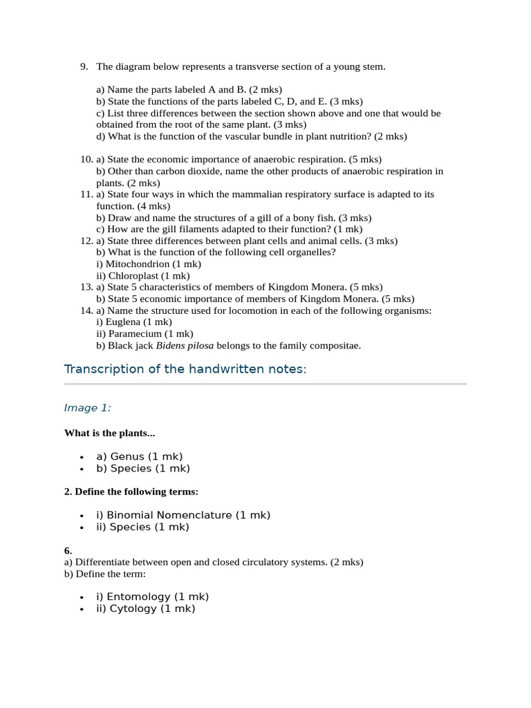 Form 3 bio midterm | PDF