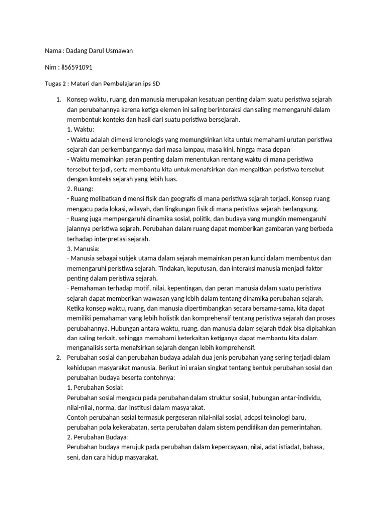 Tugas 2 Materi dan Pembelajaran ips SD | PDF