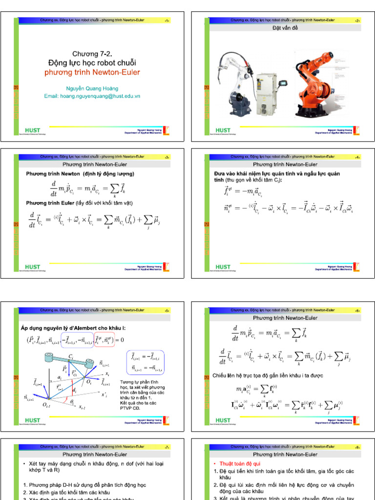 Robotics - Bài 7.2 Dynamics - Serial Robot - Newton-Euler | PDF