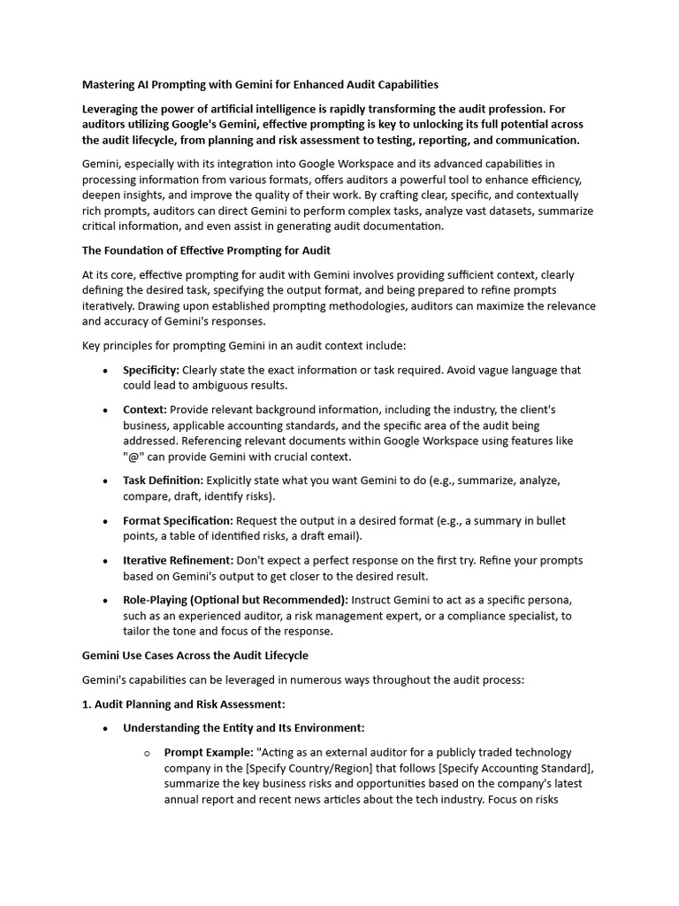 Enhancing Audit Efficiency with Gemini | PDF | Artificial Intelligence ...