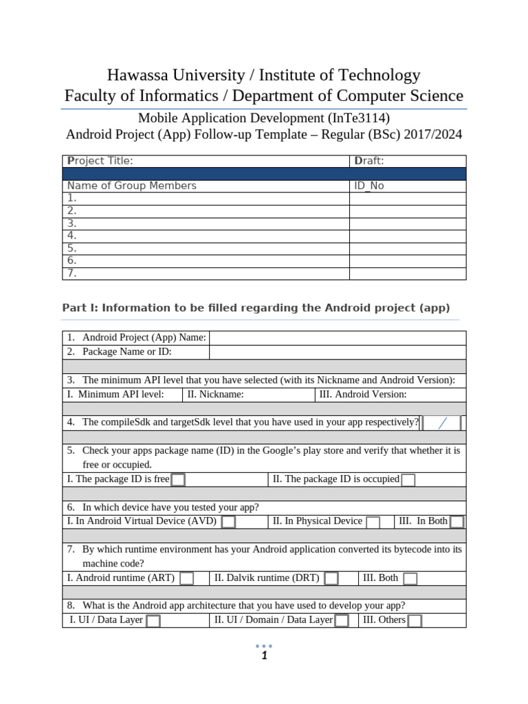 Project Followup Template | PDF | Android (Operating System) | Mobile App