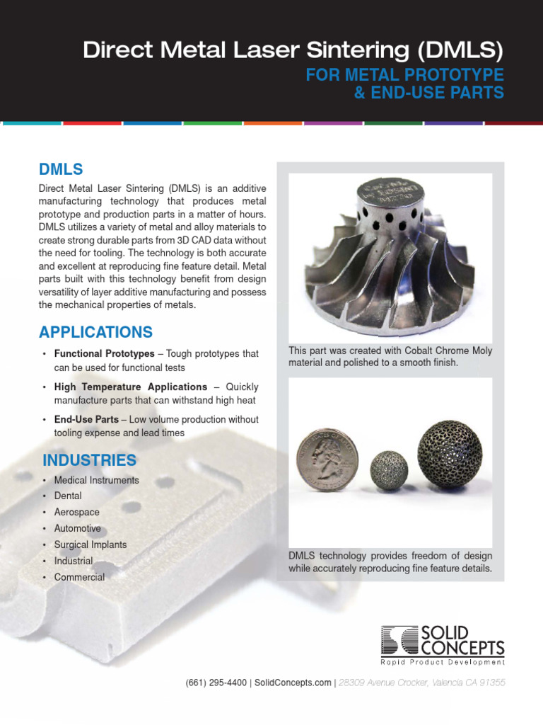 DMLS - For Metal Prototype & End use Parts | PDF