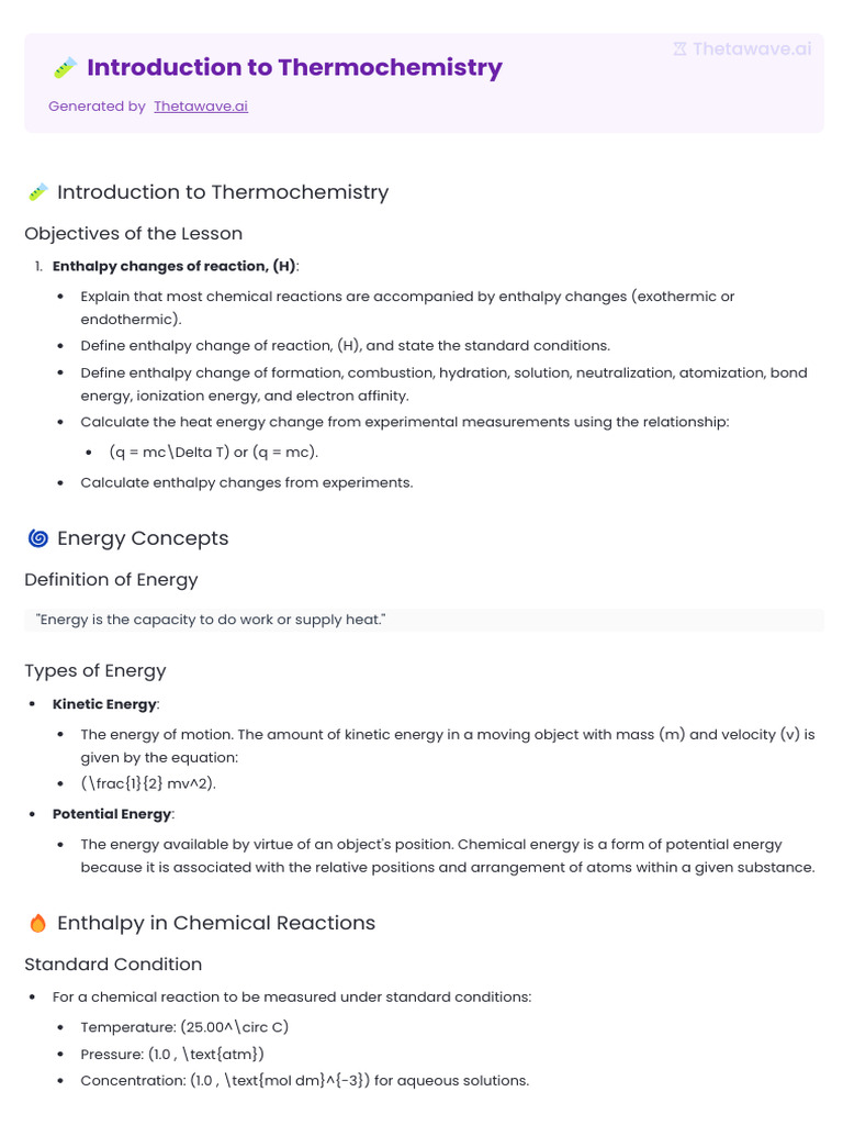 Thetawave - Ai - ? Introduction To Thermochemistry | PDF | Enthalpy | Ion