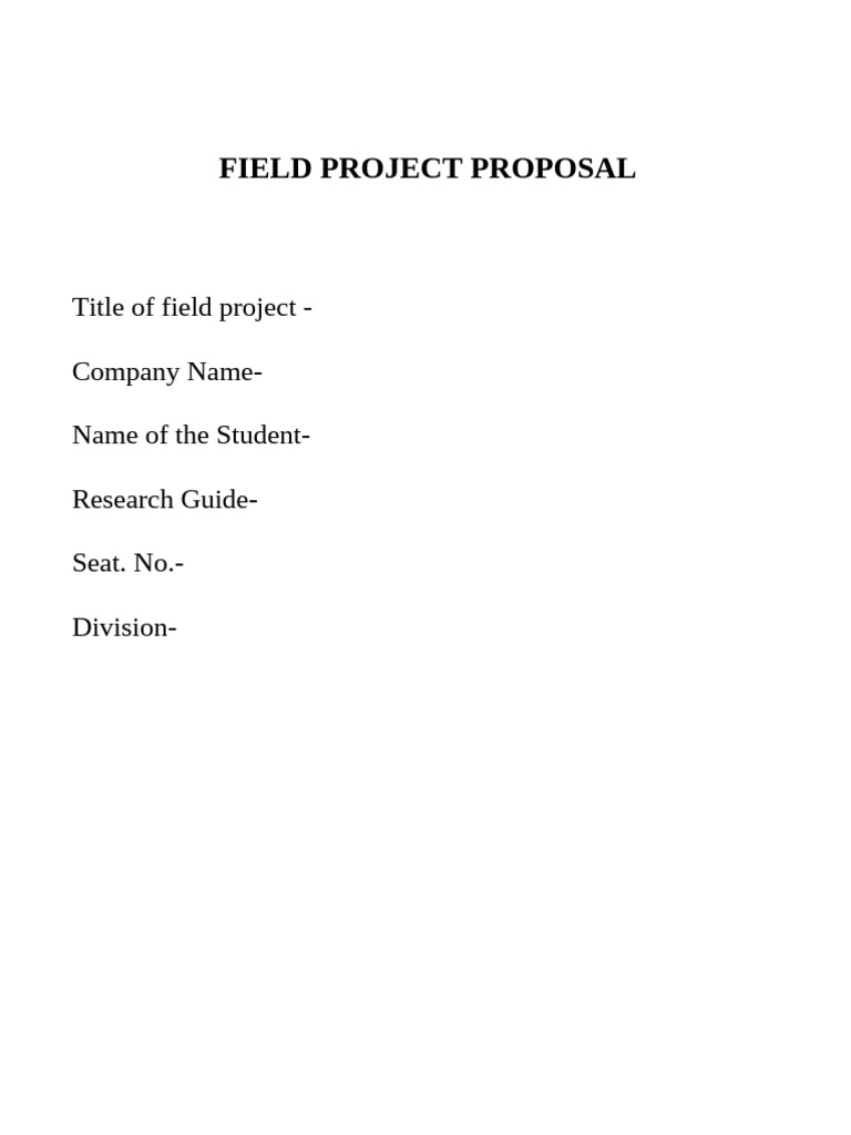 1. Field Project Proposal format | PDF