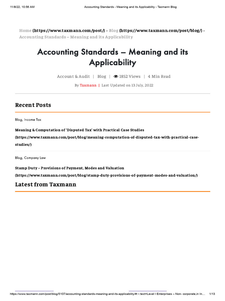 Accounting Standards - Meaning and Its Applicability - Taxmann Blog ...