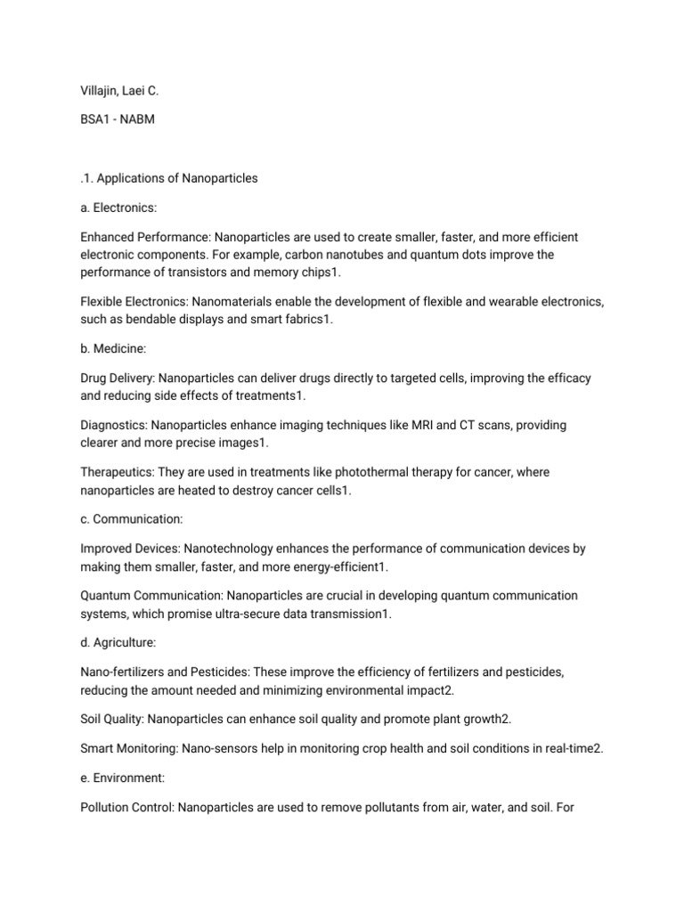 Applications and Risks of Nanoparticles | PDF | Nanotechnology ...