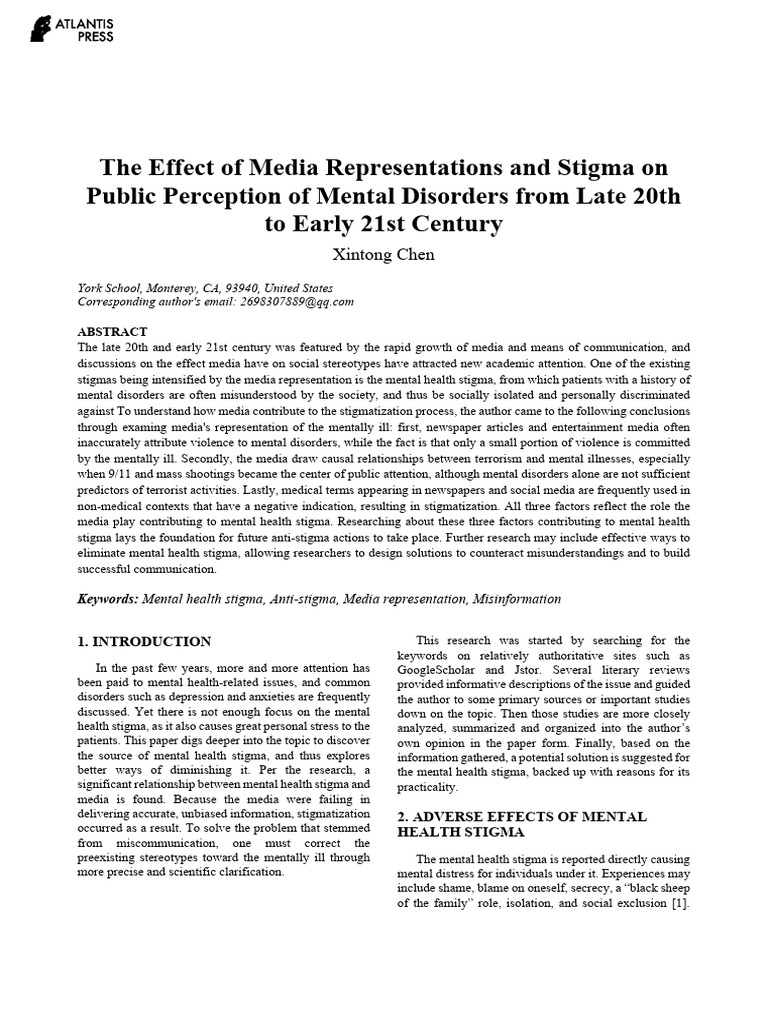 The Effect of Media Representations and Stigma on Public Perception of ...