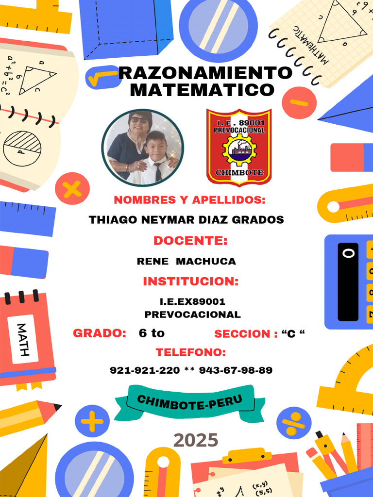 Documento A4 Portada de Matemáticas Ilustrado Multicolor | PDF