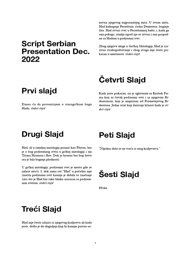 Script Serbian Presentation Dec. 2022 | PDF