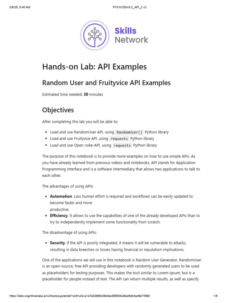 Hands-On Lab - API Examples Random User and Fruityvice API Examples ...
