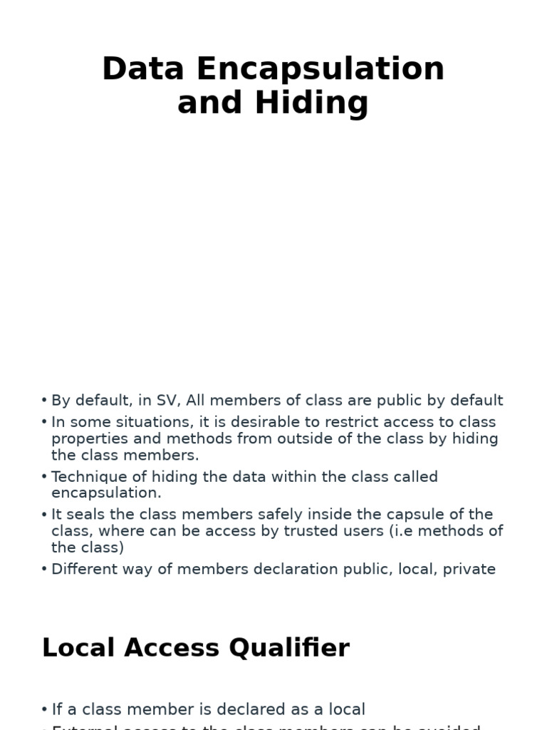 Data Encapsulation and Hiding 1 | PDF