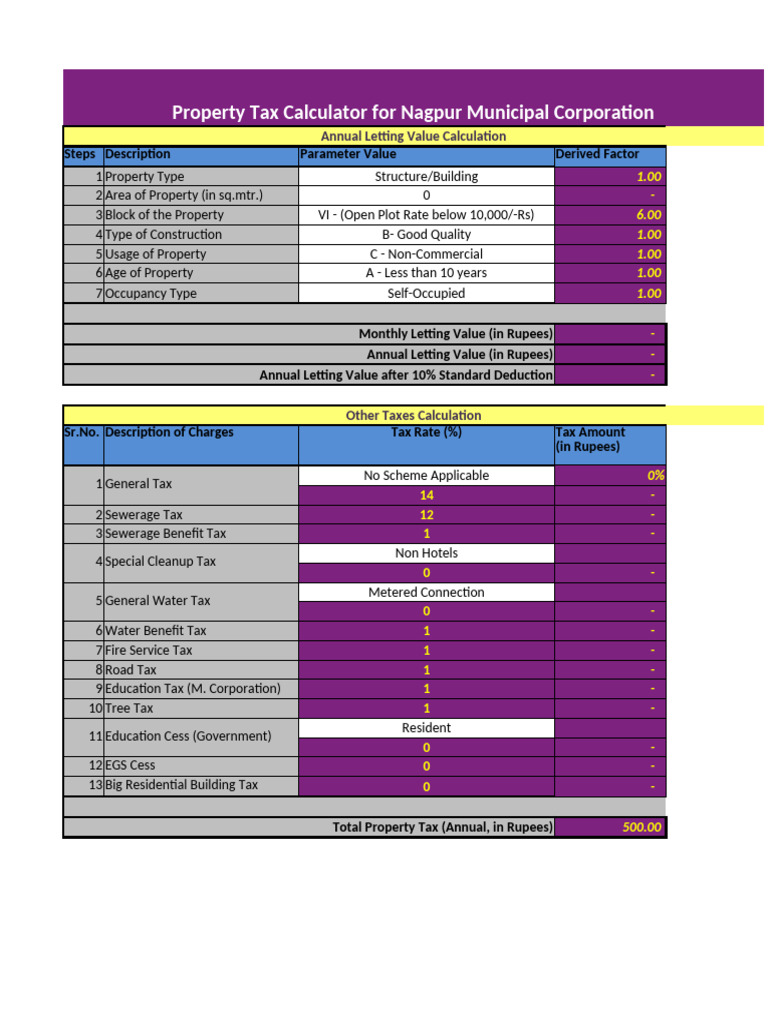Nagpur Property Tax Calculation Guide | PDF | Taxes | Property Tax