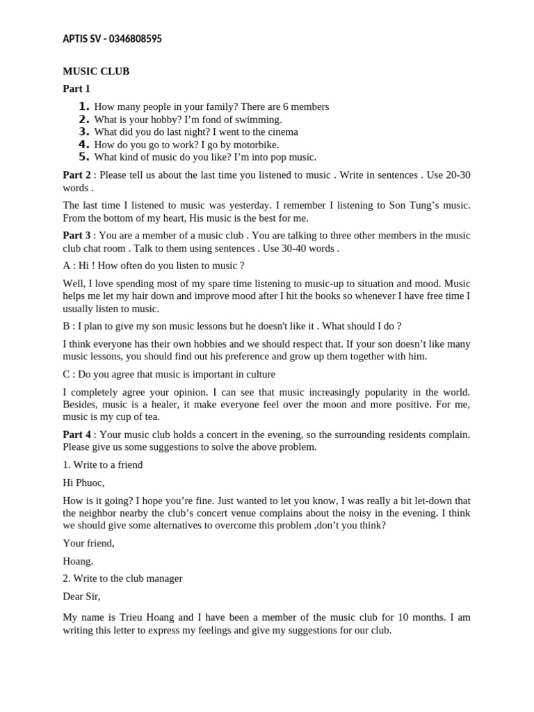 Music Club Conversations and Suggestions | PDF