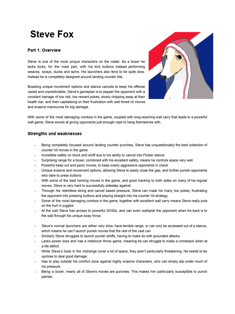 Steve Fox Move List and Strategy Guide | PDF