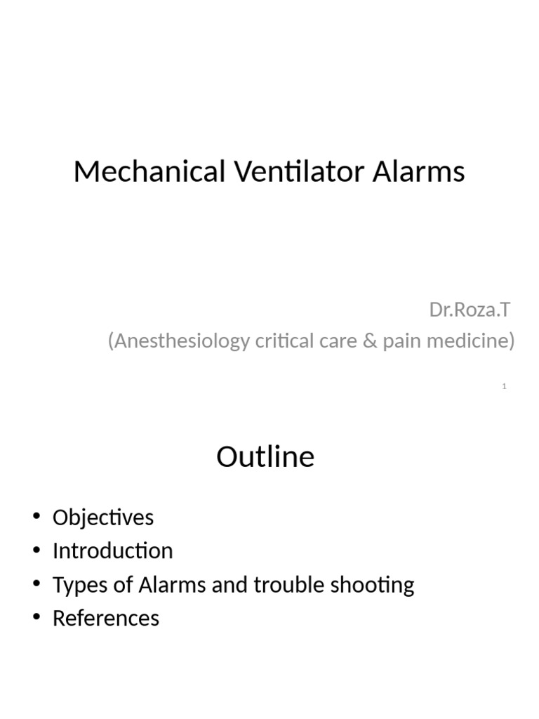 Ventilator Alarm Types and Troubleshooting | PDF | Apnea | Pulmonology