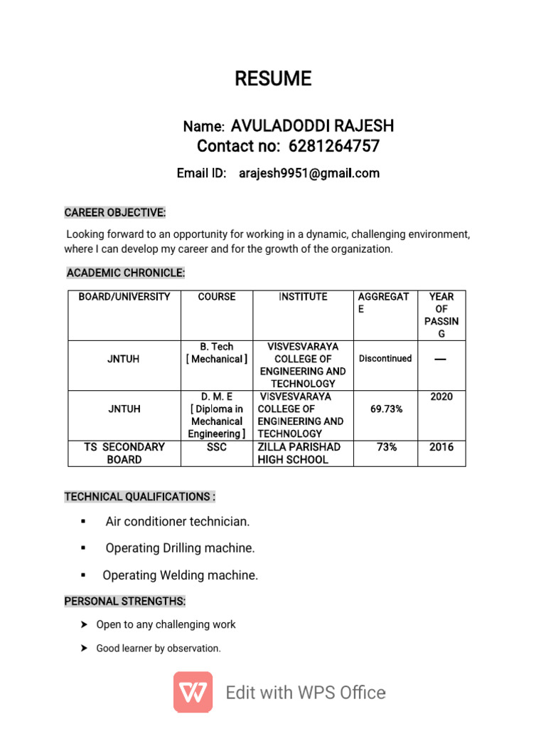 Rajesh Resume 2024 | PDF