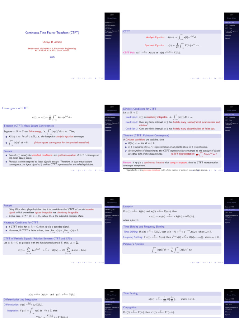 Continuous-Time Fourier Transform (CTFT) | PDF | Fourier Transform | Electronics